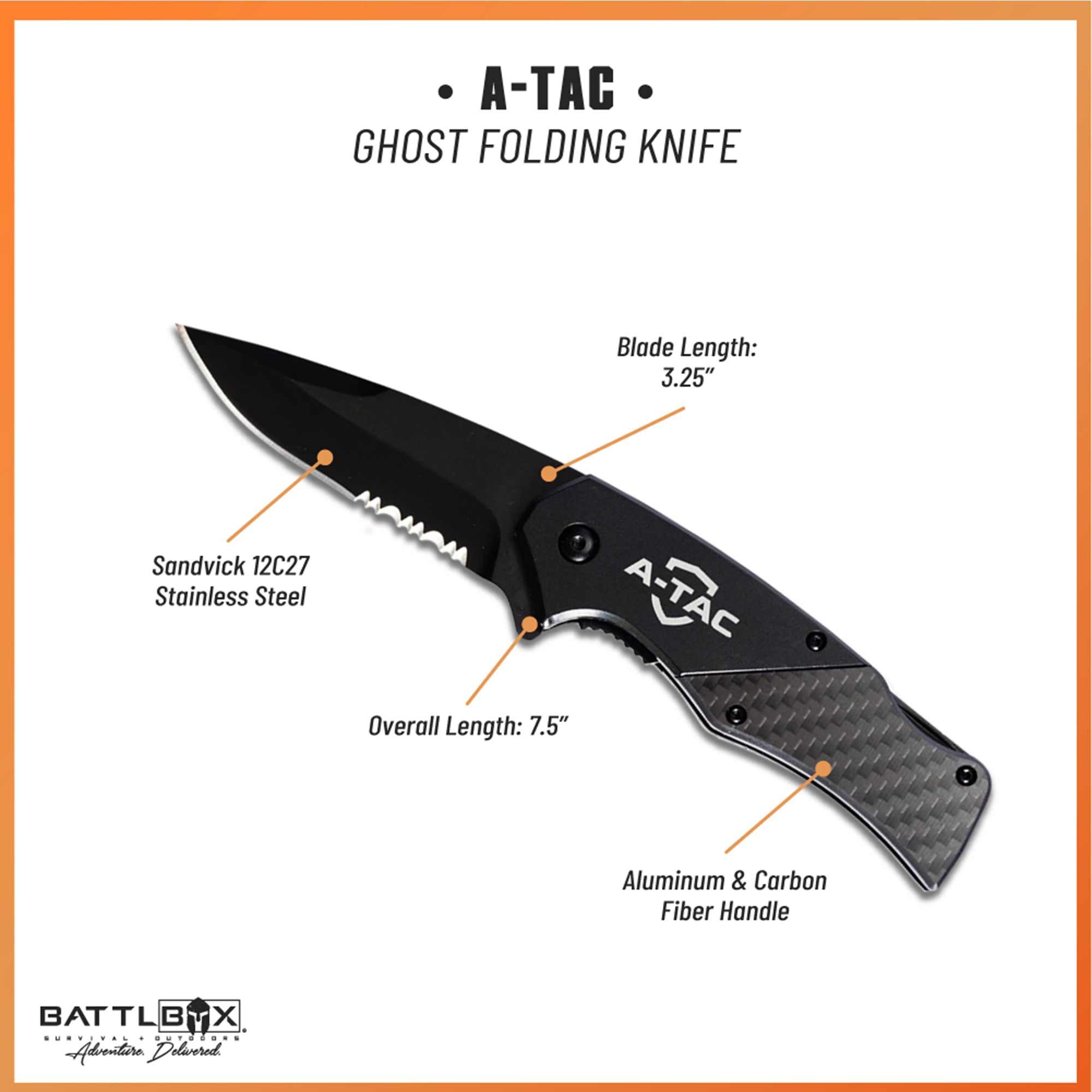 Battlbox | A-TAC Ghost EDC Folding Pocket Knife - Battlbox.com