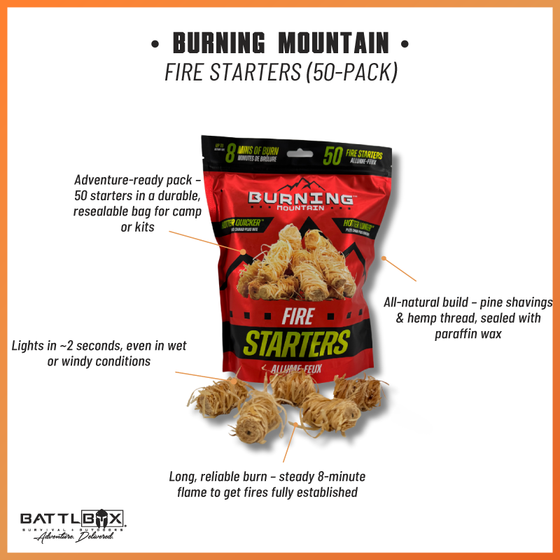 BattlBox | Burning Mountain Fire Starters (50-Pack) - Battlbox.com