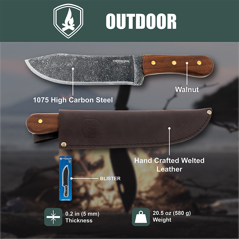 Condor Hudson Bay Knife 1075 High Carbon Steel Fixed Blade with Wood H ...