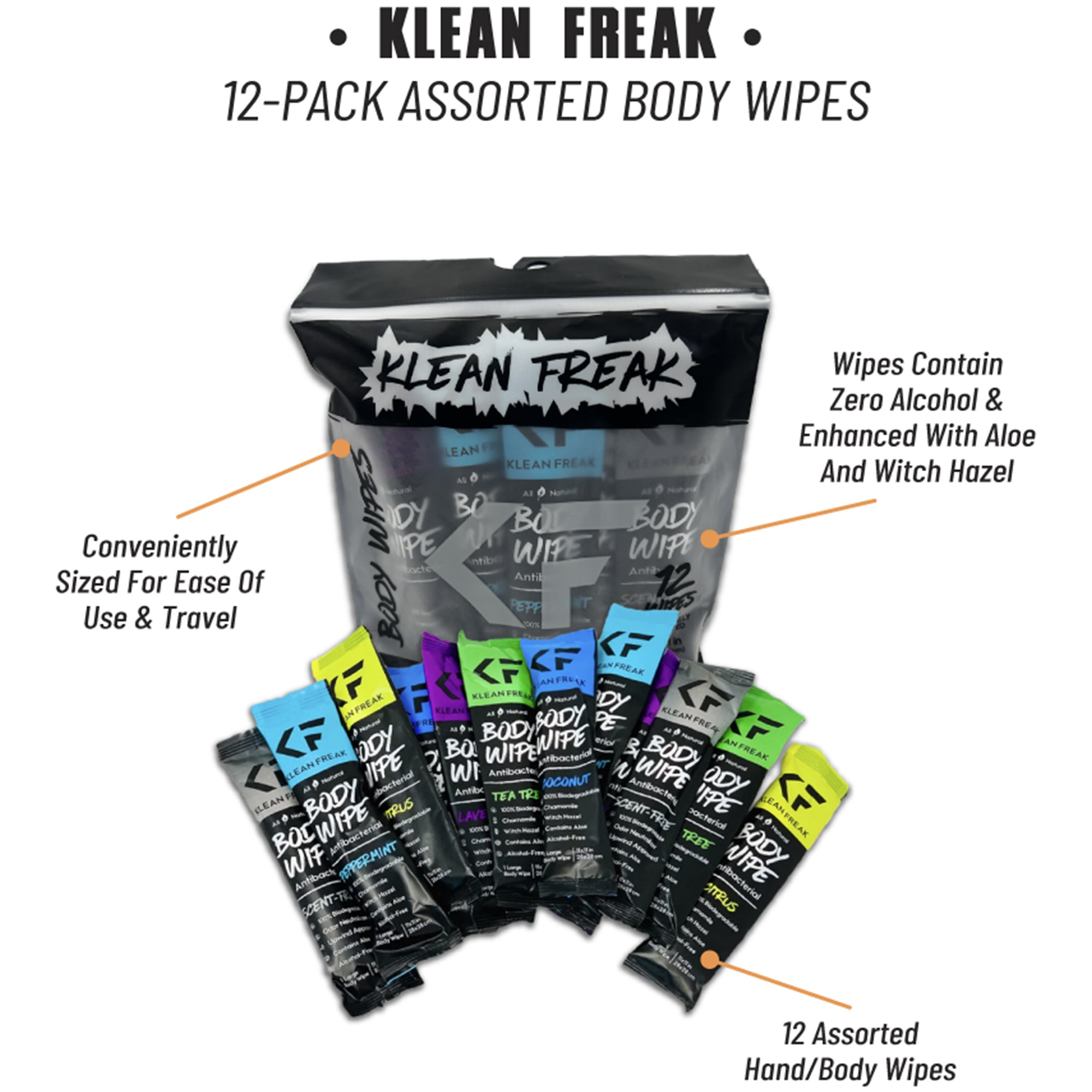 Klean Freak Body Wipes - 12 Pack Assorted - Battlbox.com