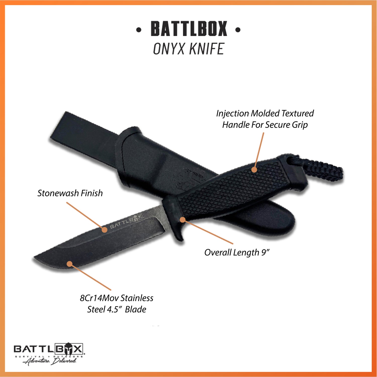 BattlBox Onyx Fixed Blade Knife - Battlbox.com
