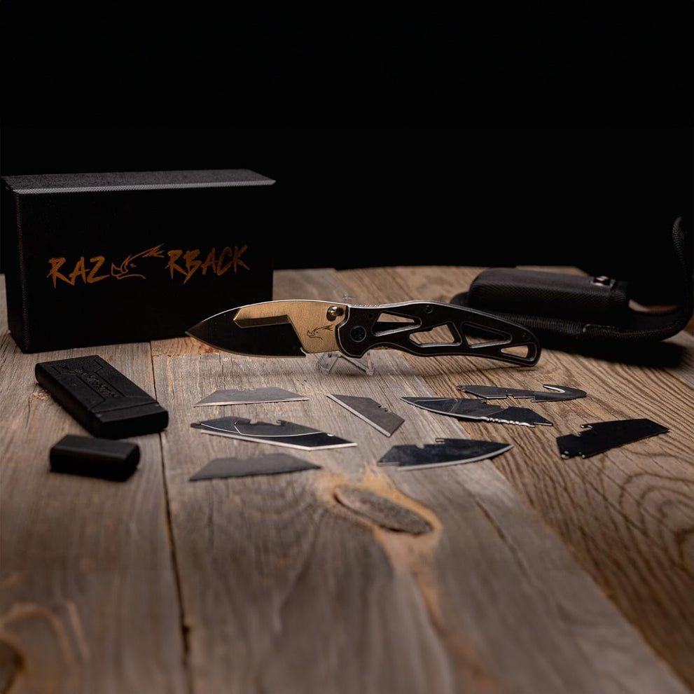 RAZORBACK Signature Folding Knife, 9 Interchangeable Blades - Battlbox.com