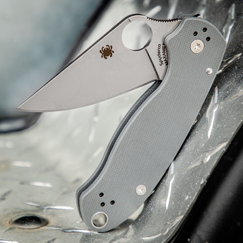Battlbox | Spyderco Para 3 Maxamet - Dark Gray Handle Steel Blade ...
