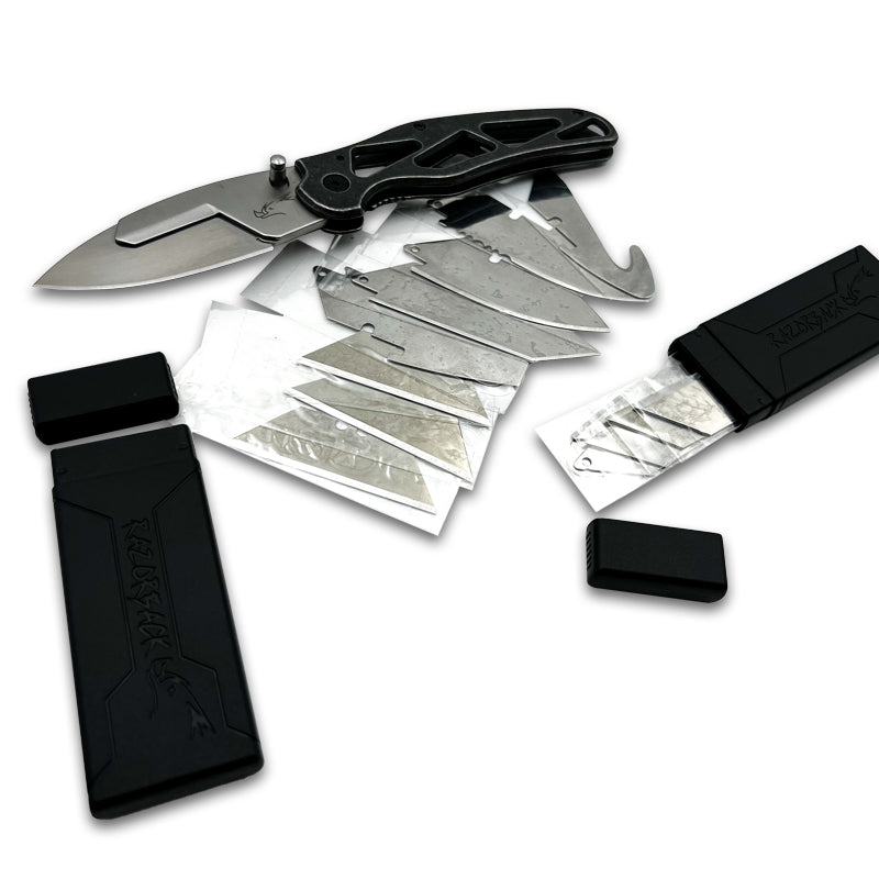 RAZORBACK Signature Folding Knife, 9 Interchangeable Blades - Battlbox.com